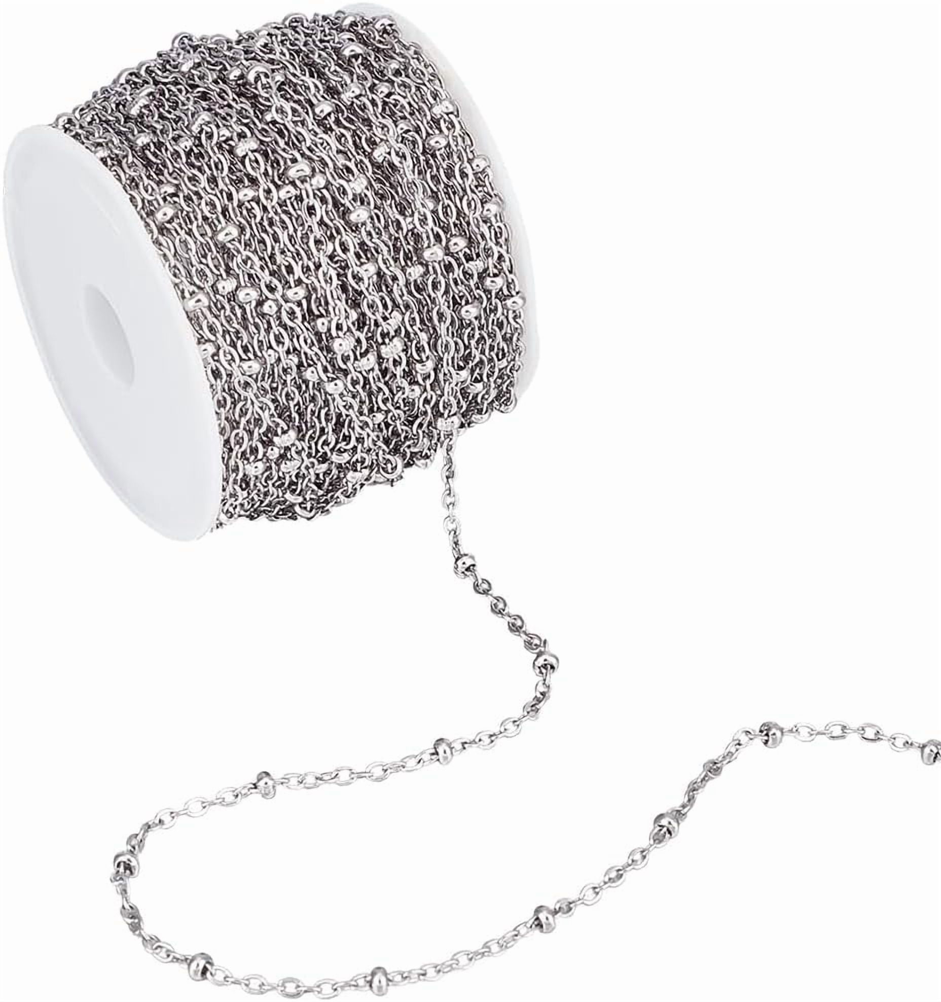 33 Feet/10M Cable Link Chain Stainless Steel Chains Roll Metal Rondelle ...
