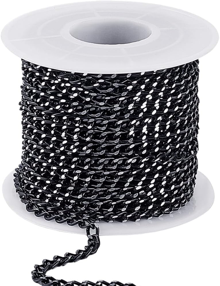 33 Feet/10M Curb Link Chain Roll Craft Link Chains with Spool 5 x 3.3mm ...