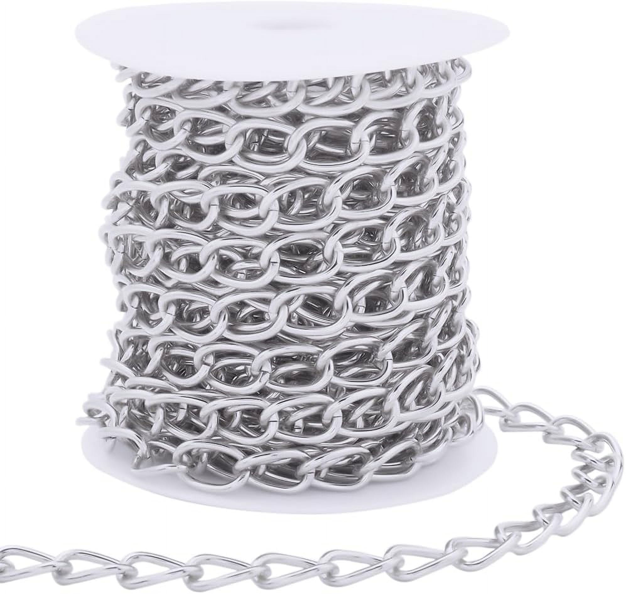 33 Feet/10m 2mm Metal Curb Chains Jewelry Chain Roll Bulk Silver ...