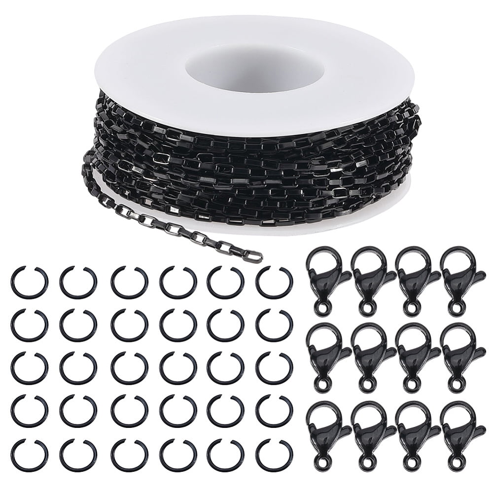 33 Feet/10m 4 x 2mm Black Square Chain Bulk Stainless Steel Square Link ...