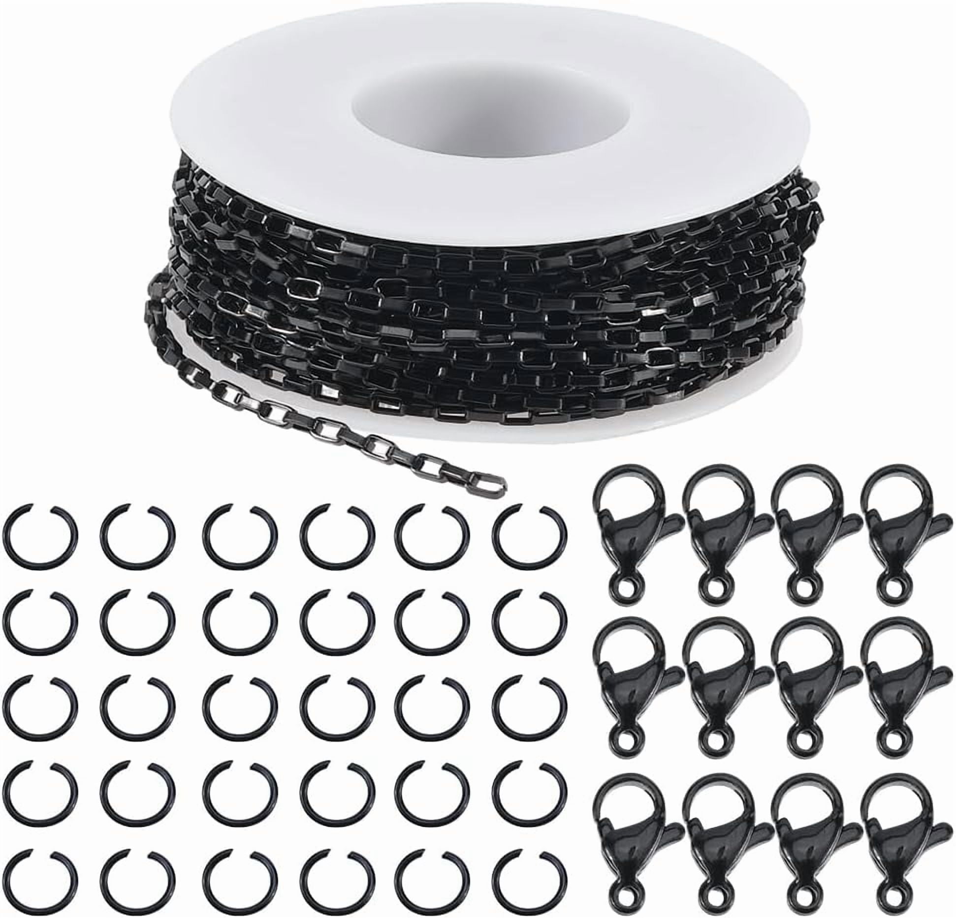 33 Feet/10m 4 x 2mm Black Square Chain Bulk Stainless Steel Square Link ...
