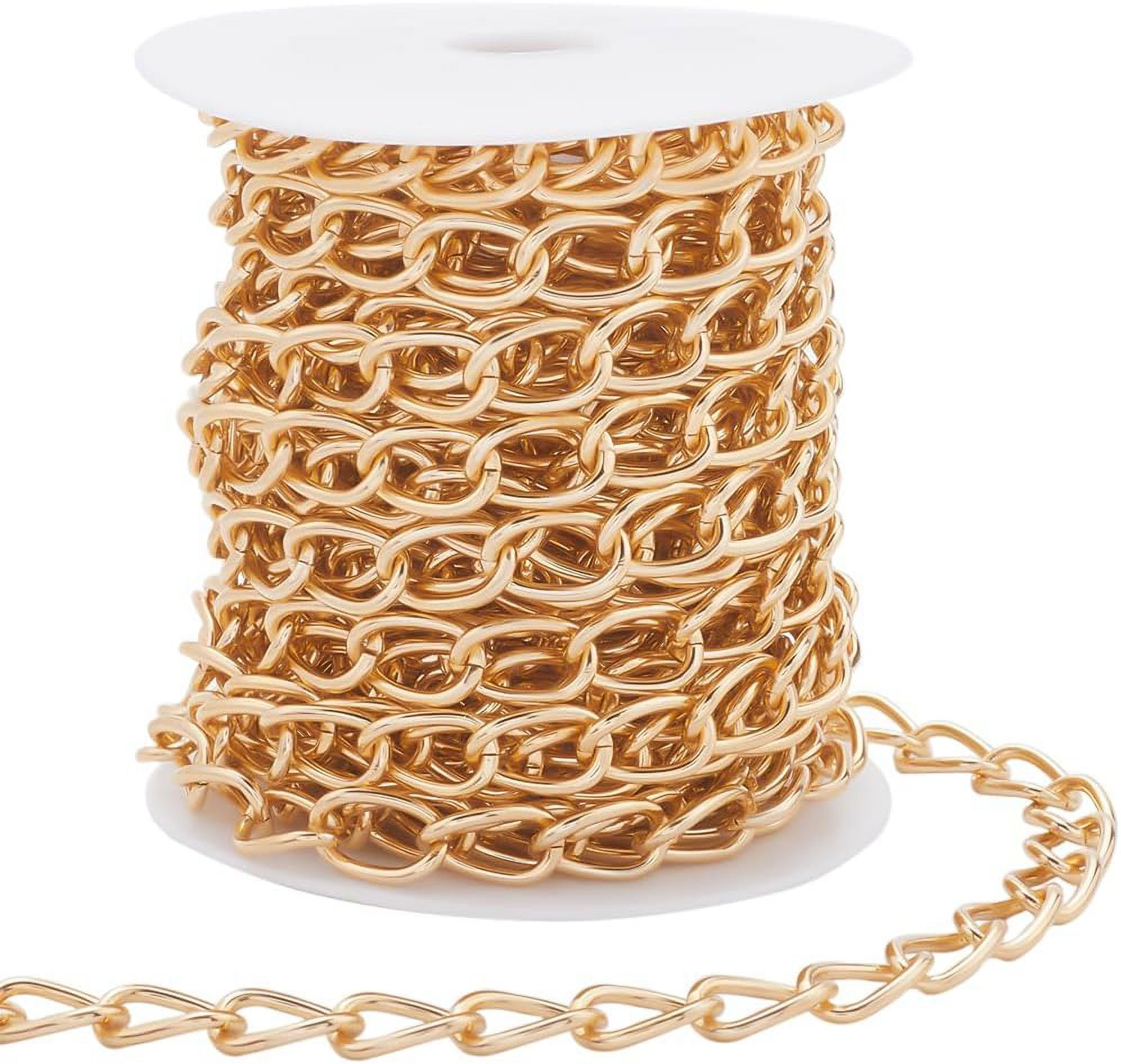 33 Feet/10m Soldered Necklace Chain Gold Curb Chains Bulk 2mm Golden ...