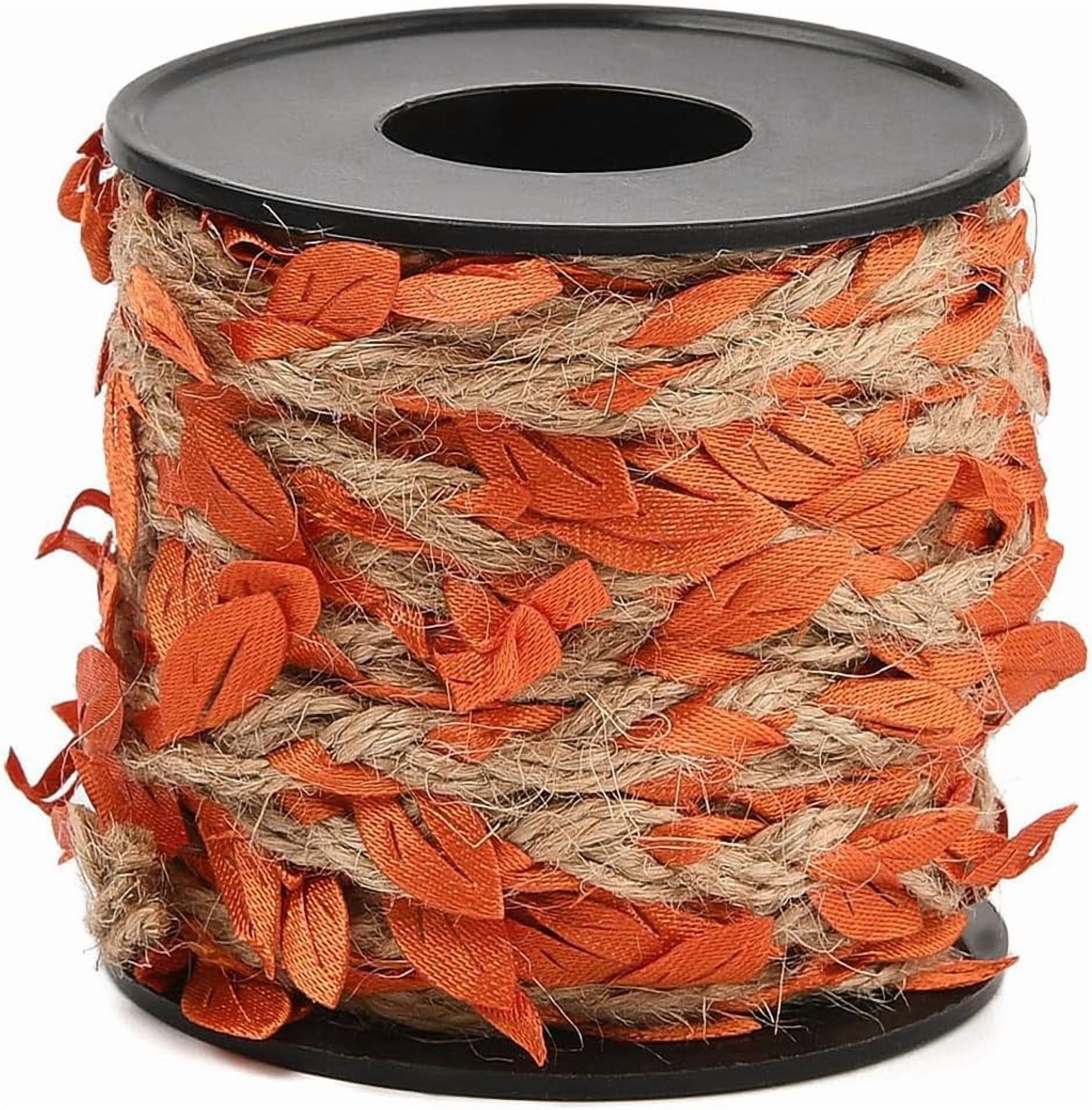 33 Feet 2MM Leaf Burlap Ribbon Artificial Leaves Vine String Orange ...