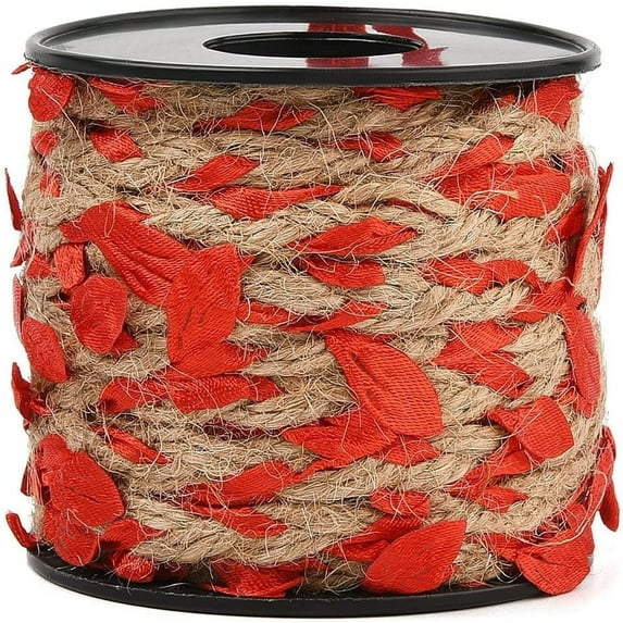 33 Feet 2MM Red Leaf Trim Ribbon Artificial Vines Burlap Jute Rattan ...