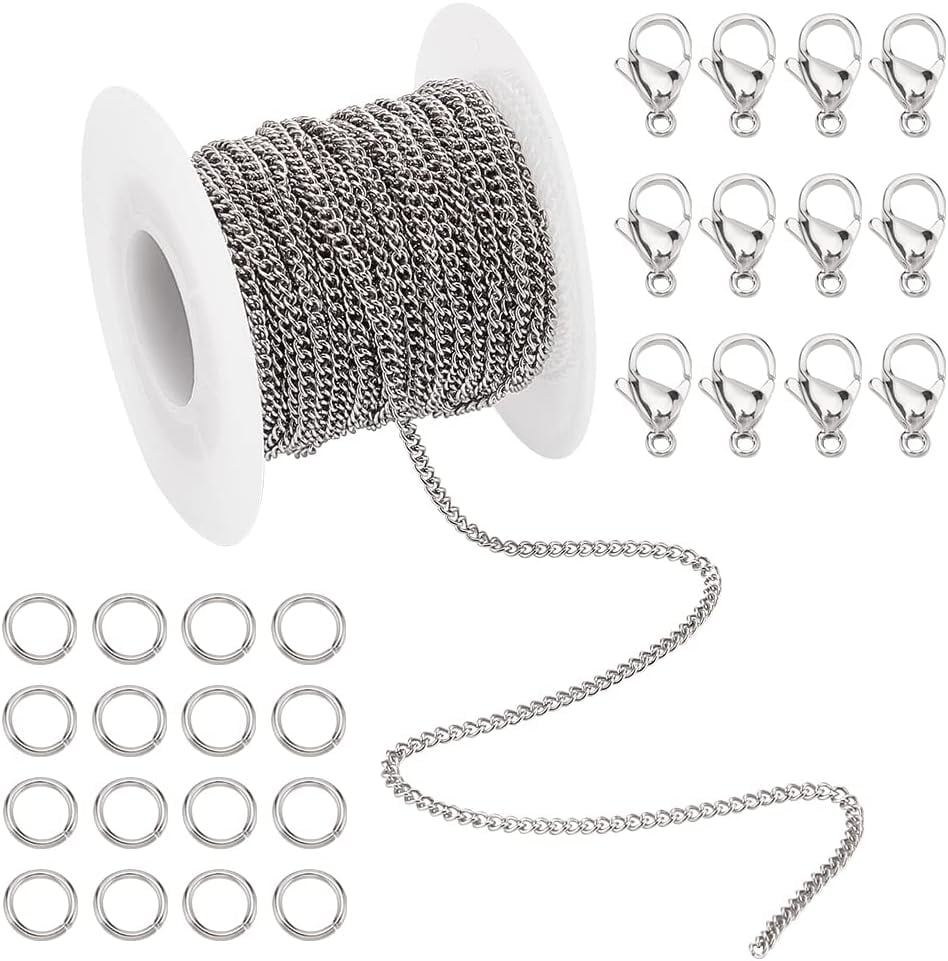 33 Feet 304 Stainless Steel Curb Cable Chain Link Necklace Width 2mm ...