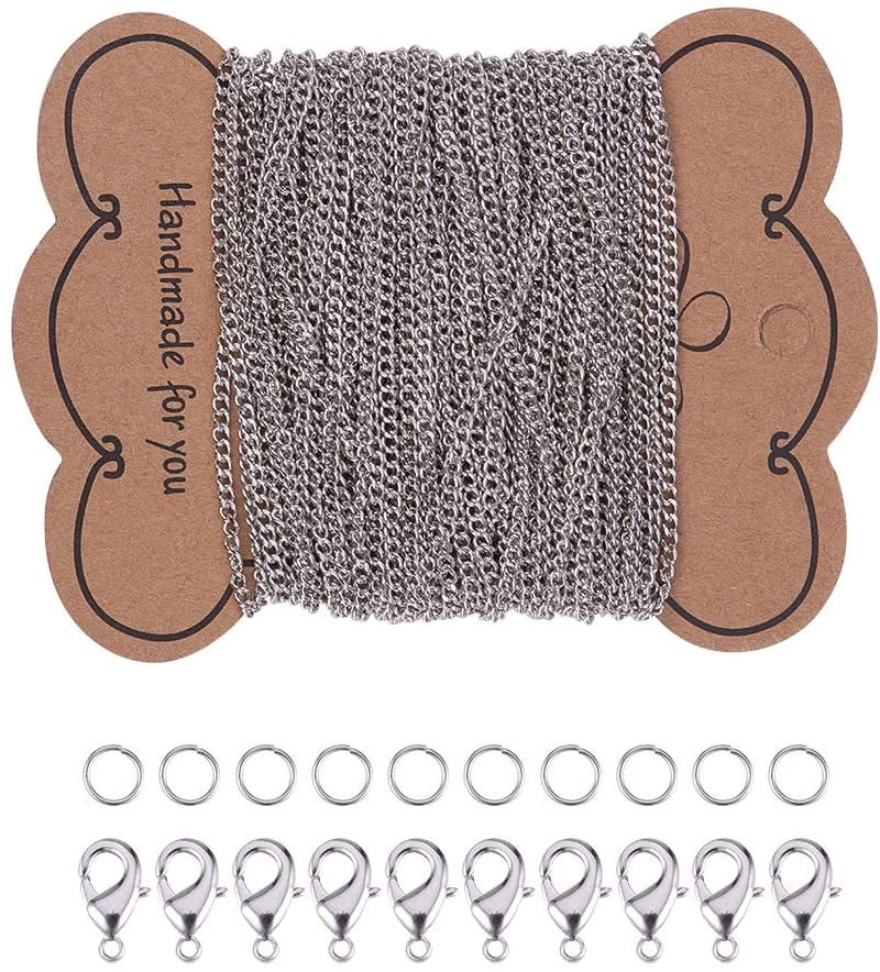 33 Feet Iron Twisted Curb Link Cable Chains Necklace with 20 Lobster ...