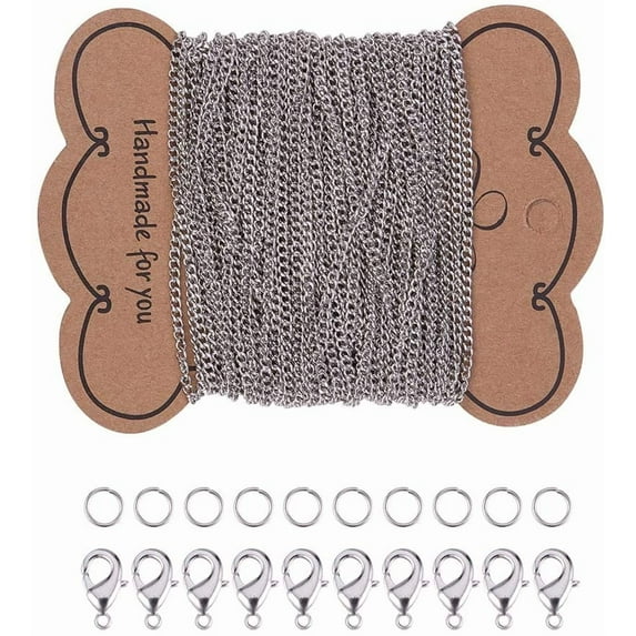 33 Feet Iron Twisted Curb Link Cable Chains Necklace with 20 Lobster ...