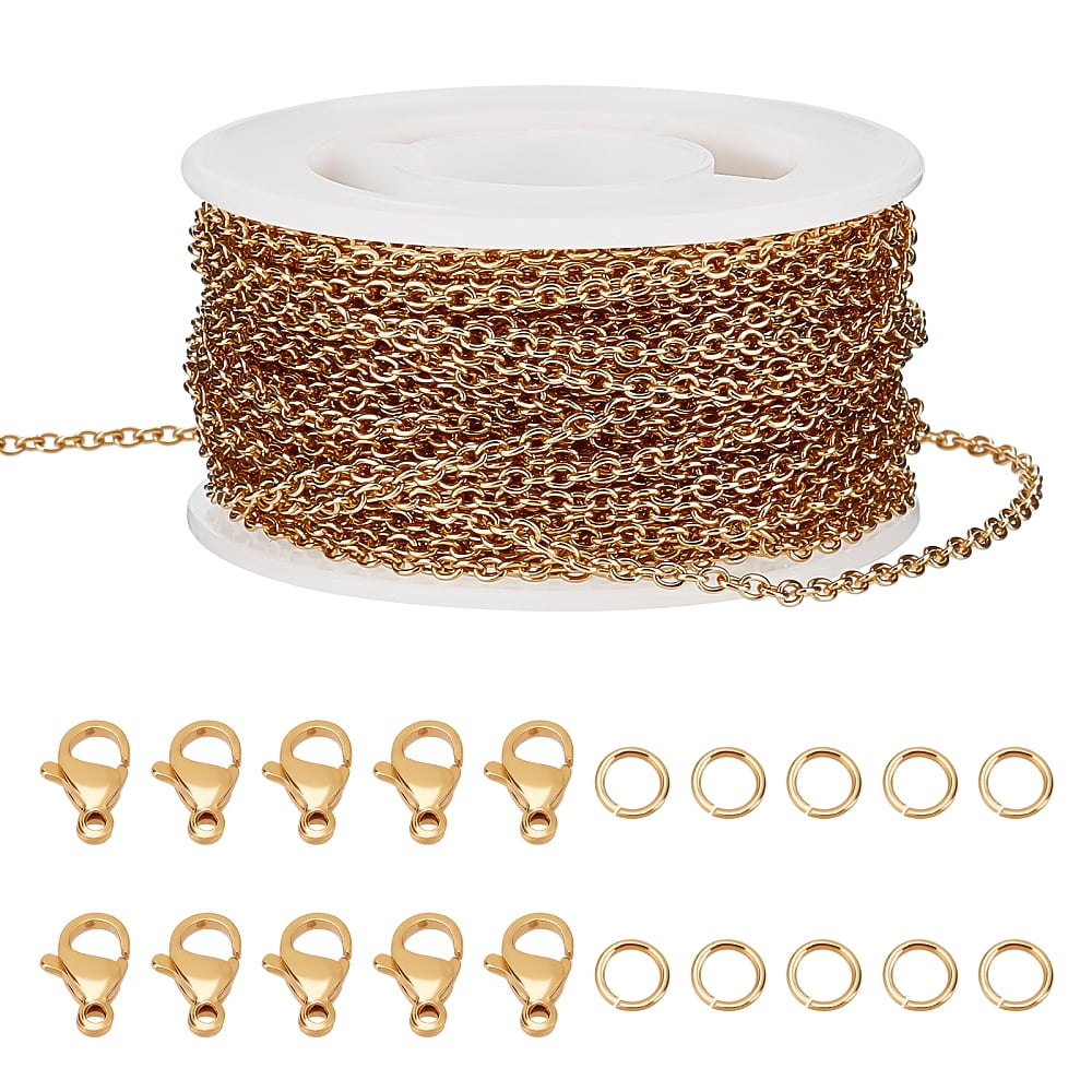 33 Feet Jewelry Chain Links 18K Gold Plated Stainless Steel 2mm ...