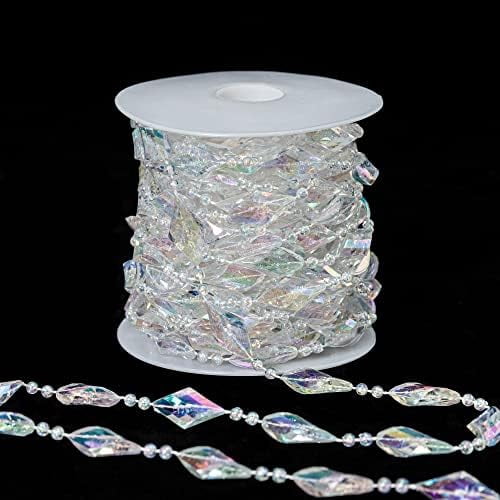33 Feet Rolls of Crystals Garland Beads Acrylic Clear Beads Chain Trim ...
