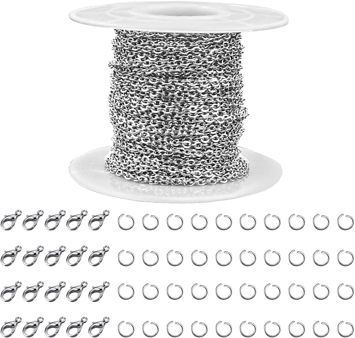 33 Feet Stainless Steel Jewelry Chains for Jewelry Making - Silver ...
