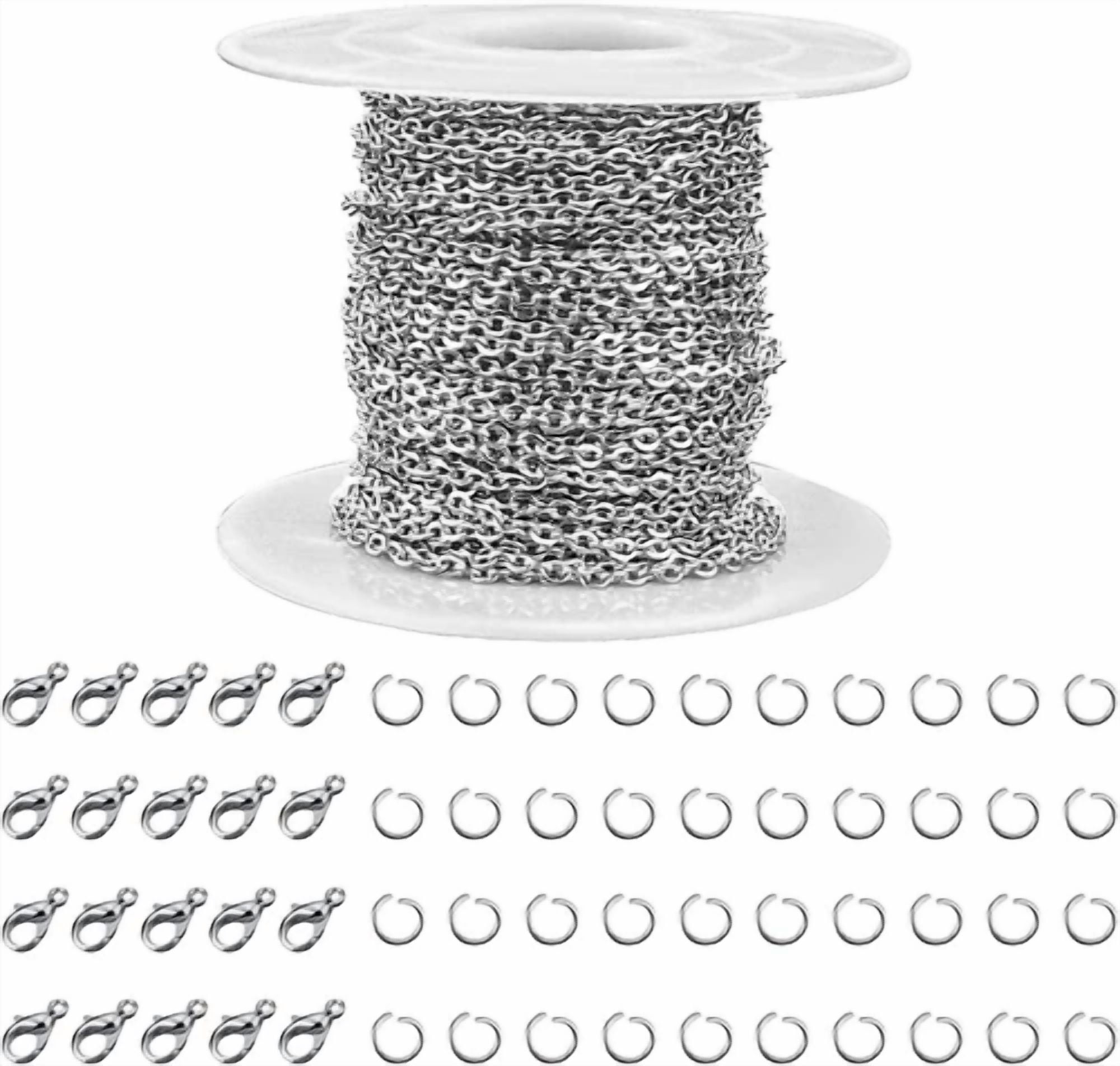 33 Feet Stainless Steel Jewelry Chains for Jewelry Making - Silver ...