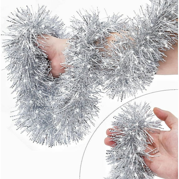 33 Ft Gold/White Christmas Tree Decorations, Thick Thin Metallic ...