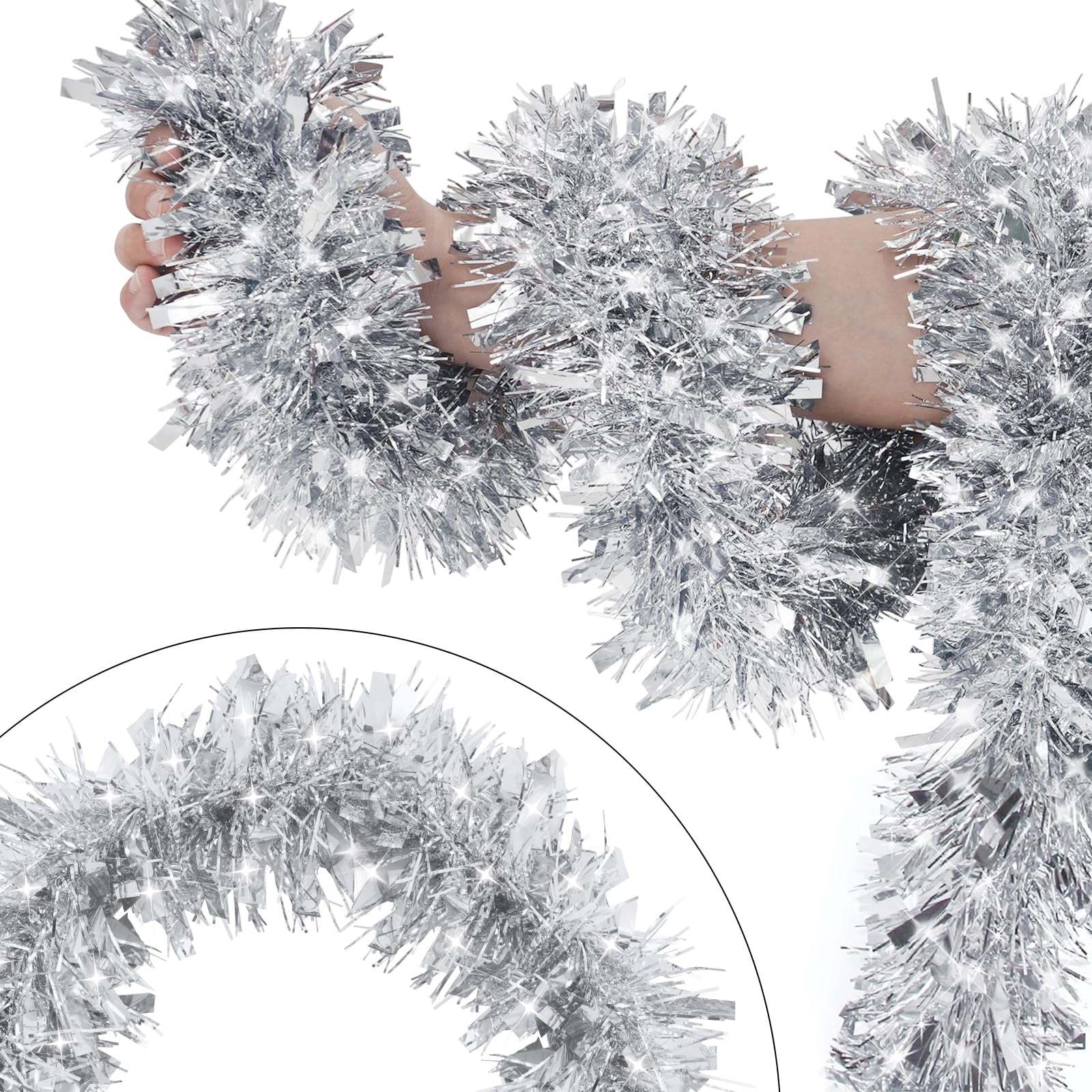 33 Ft Gold/White Christmas Tree Decorations, Thick Thin Metallic ...