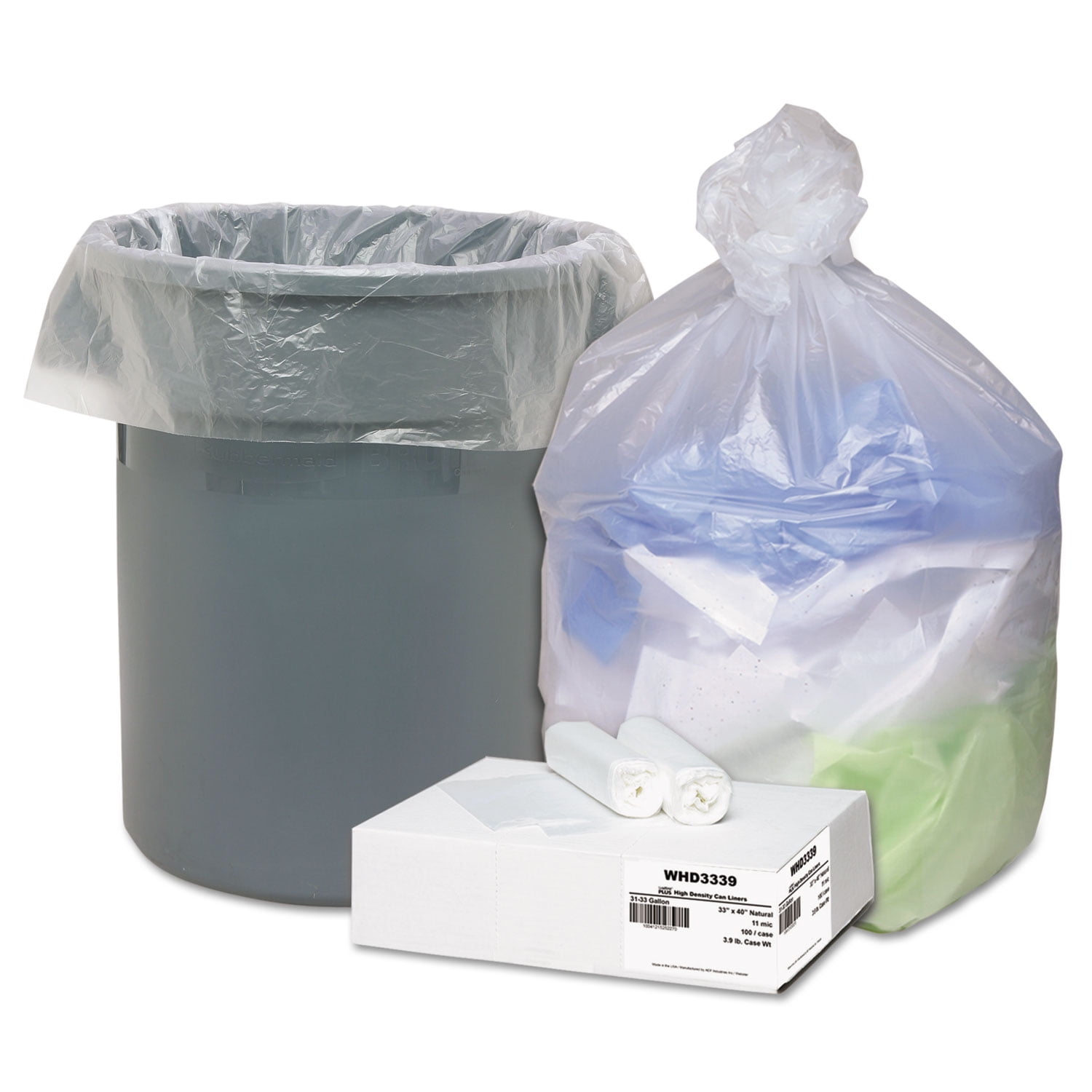 Berry Global Ultra Plus 33 Gallon Clear Trash Bags, Medium Strength ...