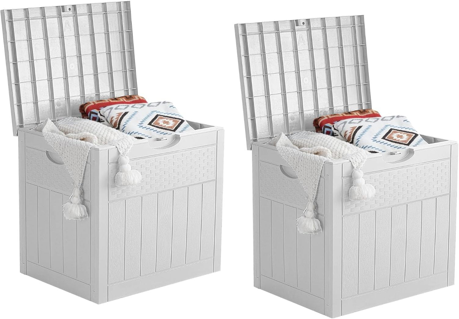 33 Gallon Deck Box Set of 2, Small Outdoor Storage Box Waterproof ...