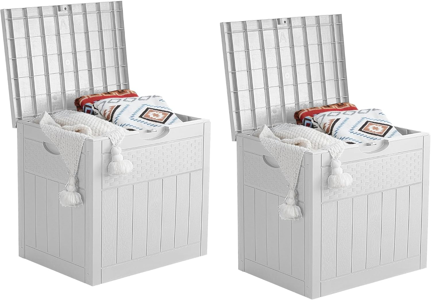 33 Gallon Deck Box Set of 2, Small Outdoor Storage Box Waterproof ...