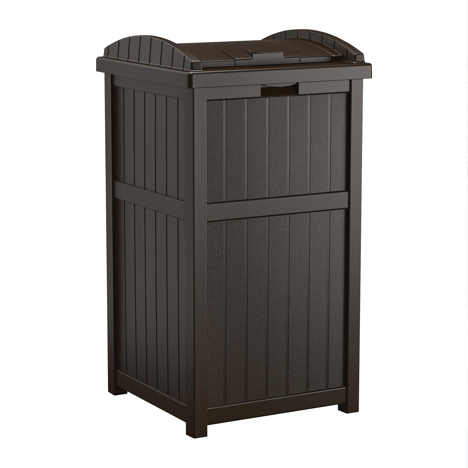 33 Gallon Durable Plastic Hideaway Outdoor Garbage Can with Secure Lid ...