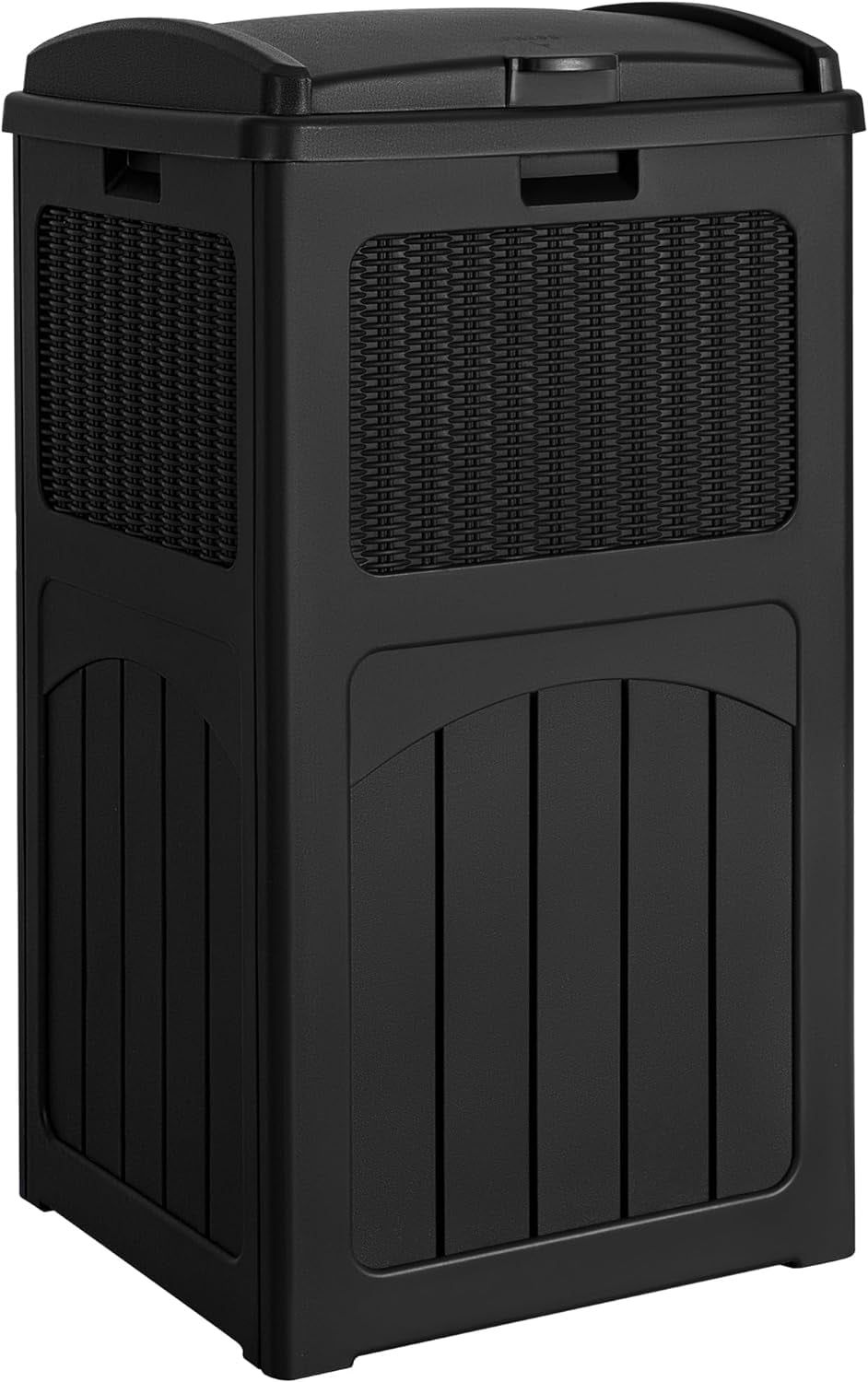 33 Gallon Outdoor Trash Can with Dual Lid, Heavy Duty Waterproof Resin ...