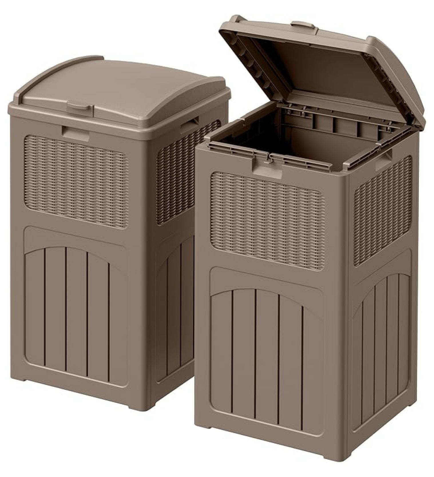 33 Gallon Outdoor Trash Can with Dual Lid, Heavy Duty Waterproof Resin ...