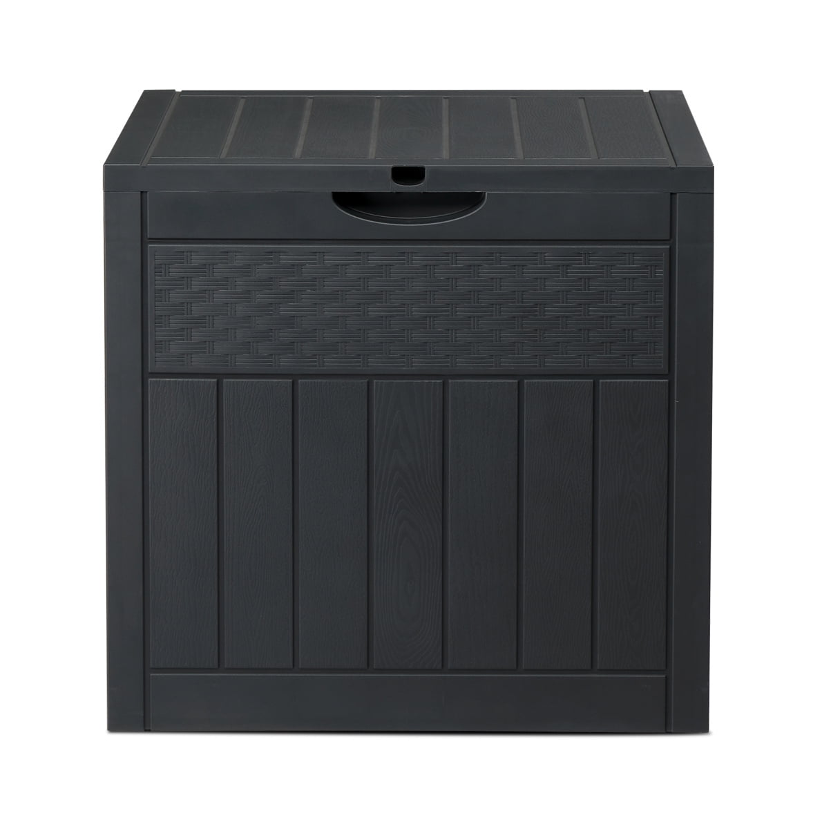 33 Gallon Square Wood & Rattan Plastic Yard Storage Box with Built-in ...