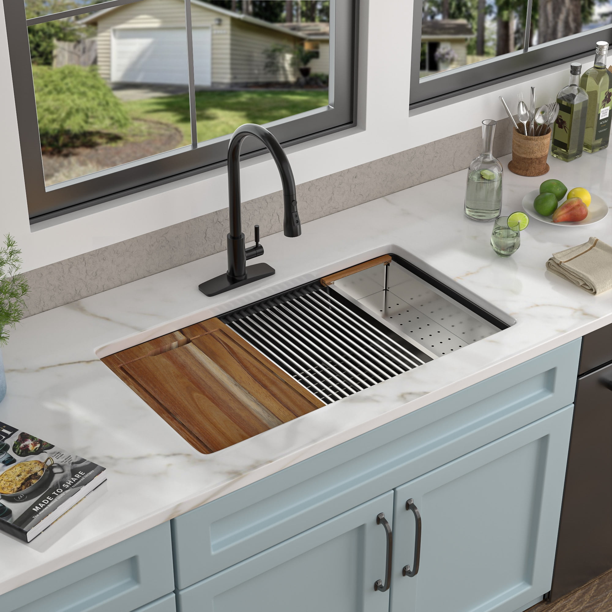 33 Granite Composite Kitchen Sink - Fulorni 33"x19" Granite Kitchen ...