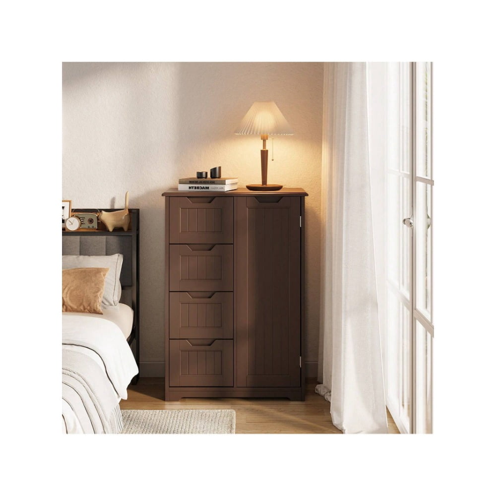 33" H Kitchen Pantry Storage Cabinet With 4 Drawers, Freestanding ...