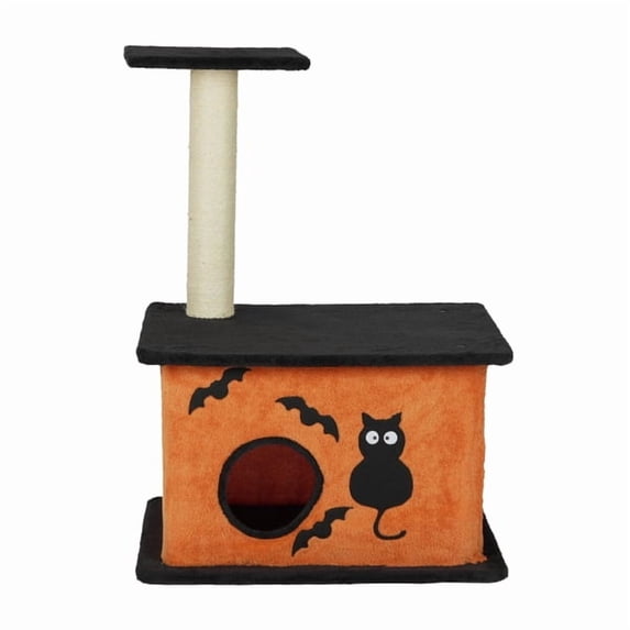 33" Halloween Cat Tree with Spacious Condo & Scratching Post - Orange ...