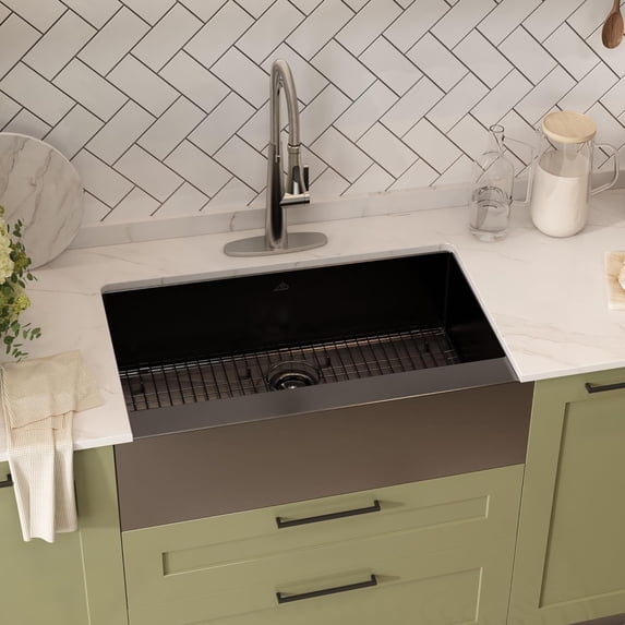 33 Inch Farmhouse Sink Black,304 Stainless Steel Kitchen Sink Gunmetal ...