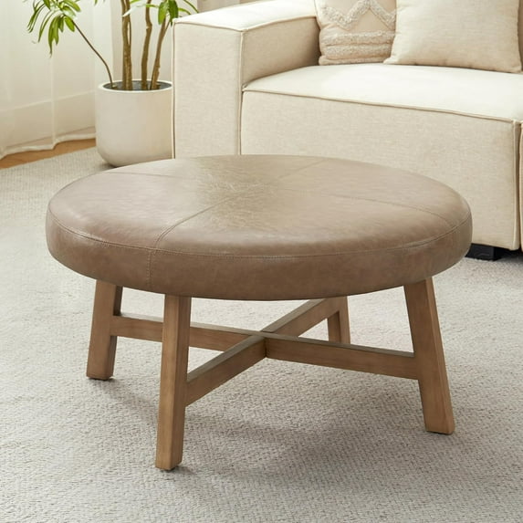 33 Inch Round Coffee Table, Mid Century Modern Coffee Table for Living ...