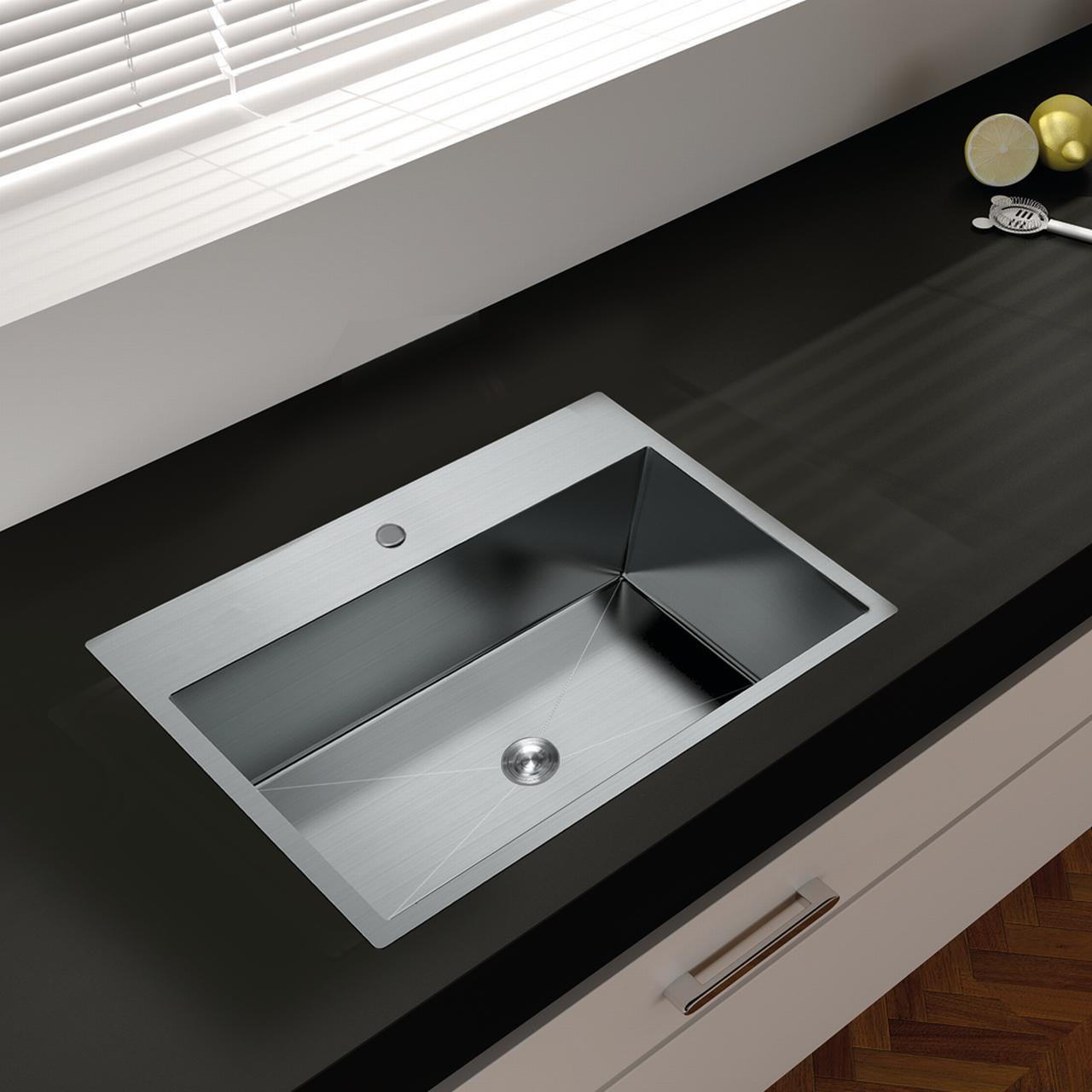 33 Inch Single Bowl Stainless Steel Kitchen Sink 201 Gauge Top Mount ...