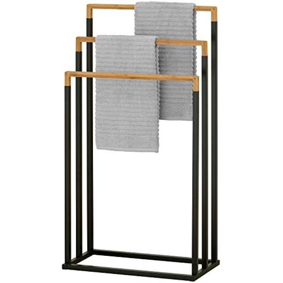 33 Inch Standing Towel Rack, Freestanding Bath Towel Holder with 3 Tier ...