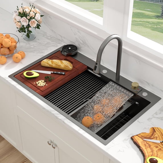 33 Inch Waterfall Kitchen Sink - 33x22 Inch Drop In Kitchen Sink Ledge ...