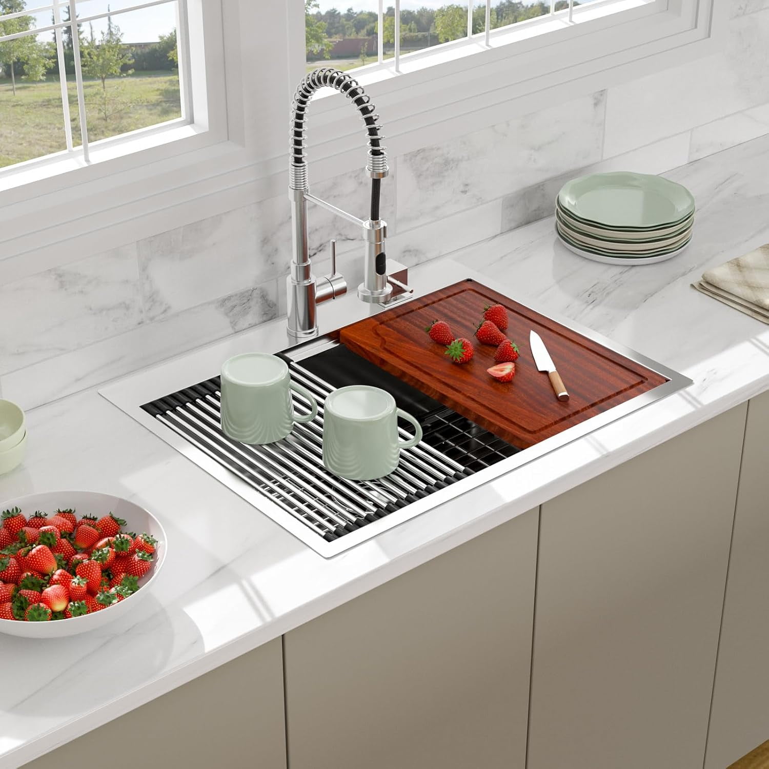 33 Inch White Farmhouse Sink Fireclay Farm House Kitchen Sink Apron ...