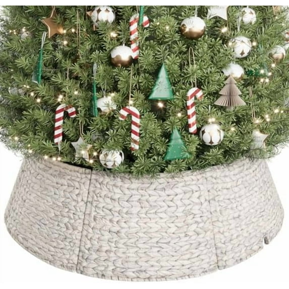33-Inch Woven Rattan Christmas Tree Collar, Stylish Hyacinth 6-Piece ...