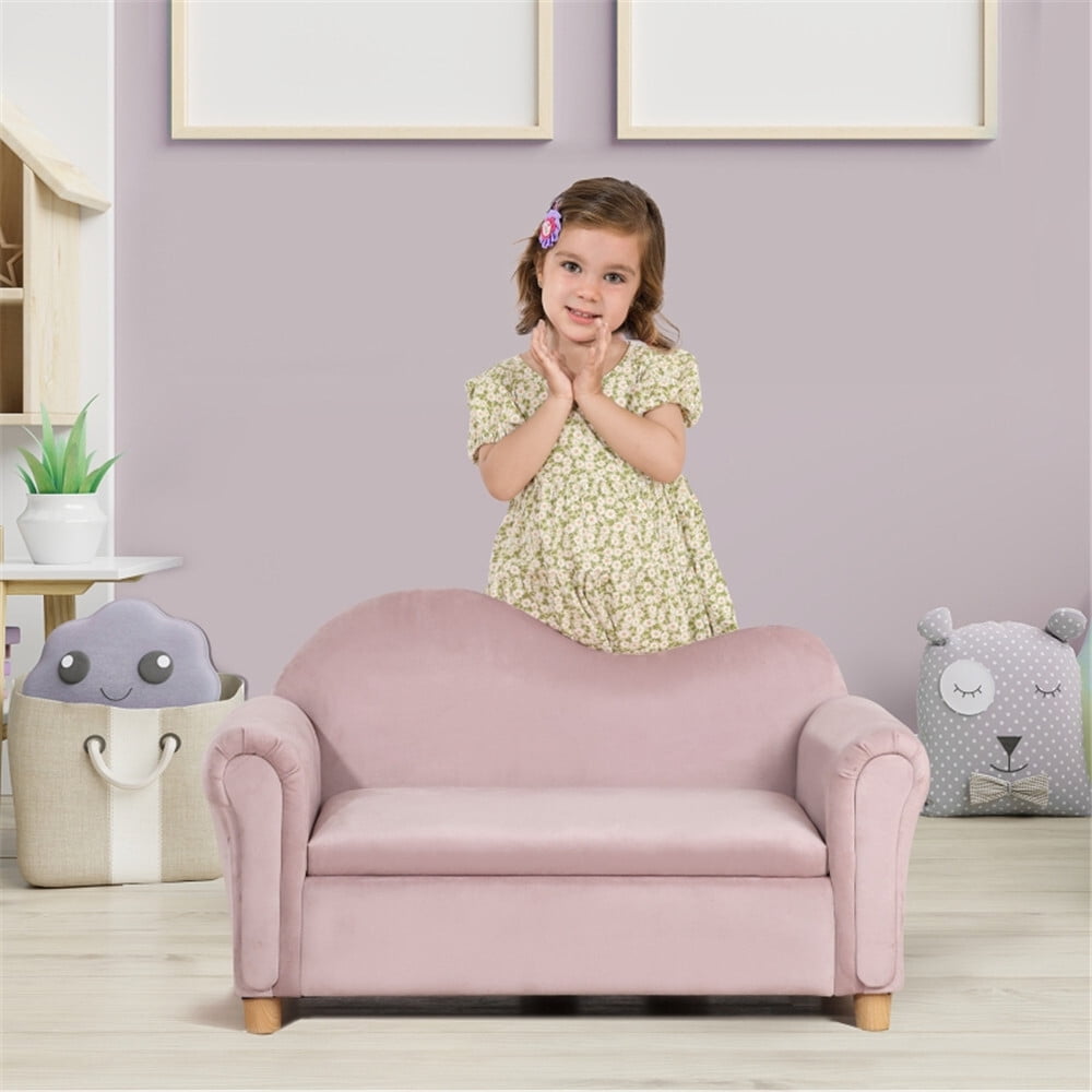 33" Kids Sofa, Toddler Armchair with Solid Wooden Frame, Upholstered ...