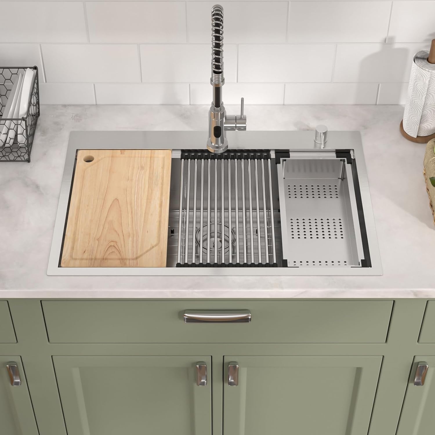 33 Kitchen Sink Drop in 33"x22"x9" Stainless Steel Topmount Sink ...