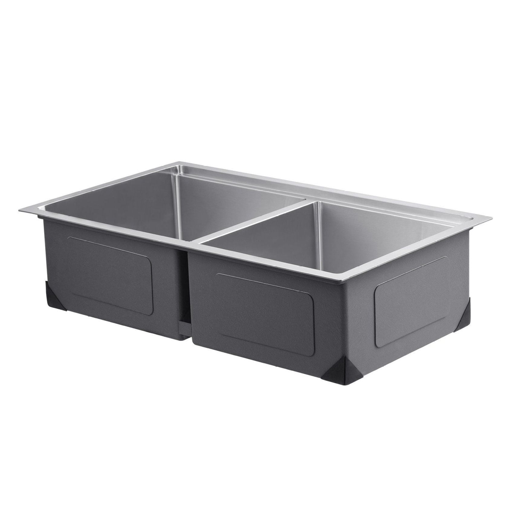 33" Kitchen Sink, Undermount Drop-In Stainless Steel Double Bowl, 304 ...
