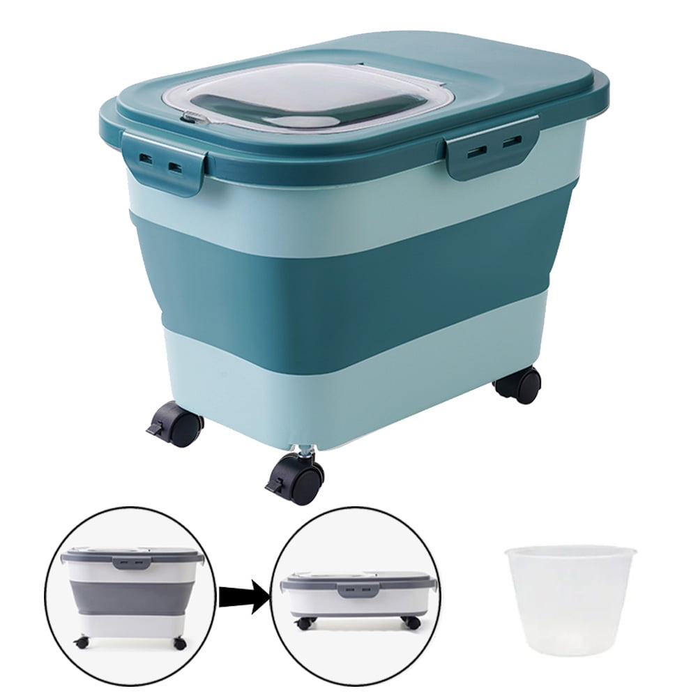 33 LB Collapsible Dog Food Storage Container, Folding Pet Food ...