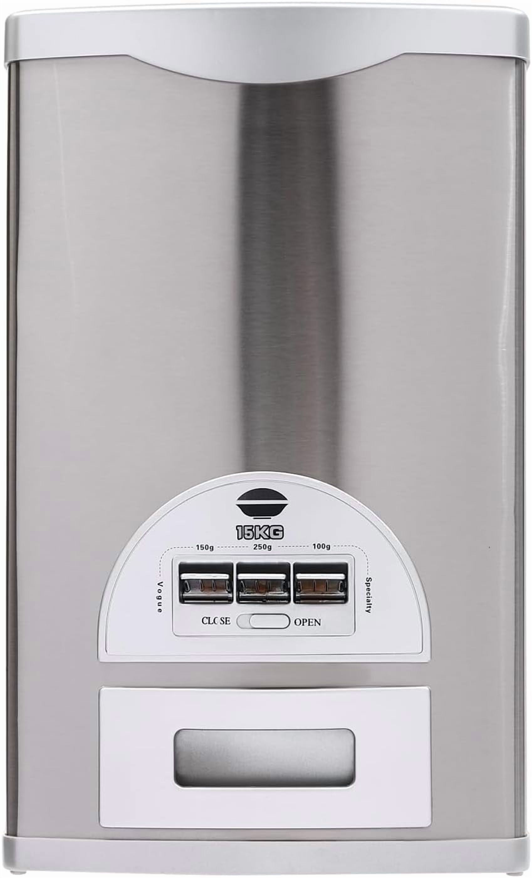 33 LBS Large Capacity Stainless Steel Rice Dispenser, Rice Storage ...