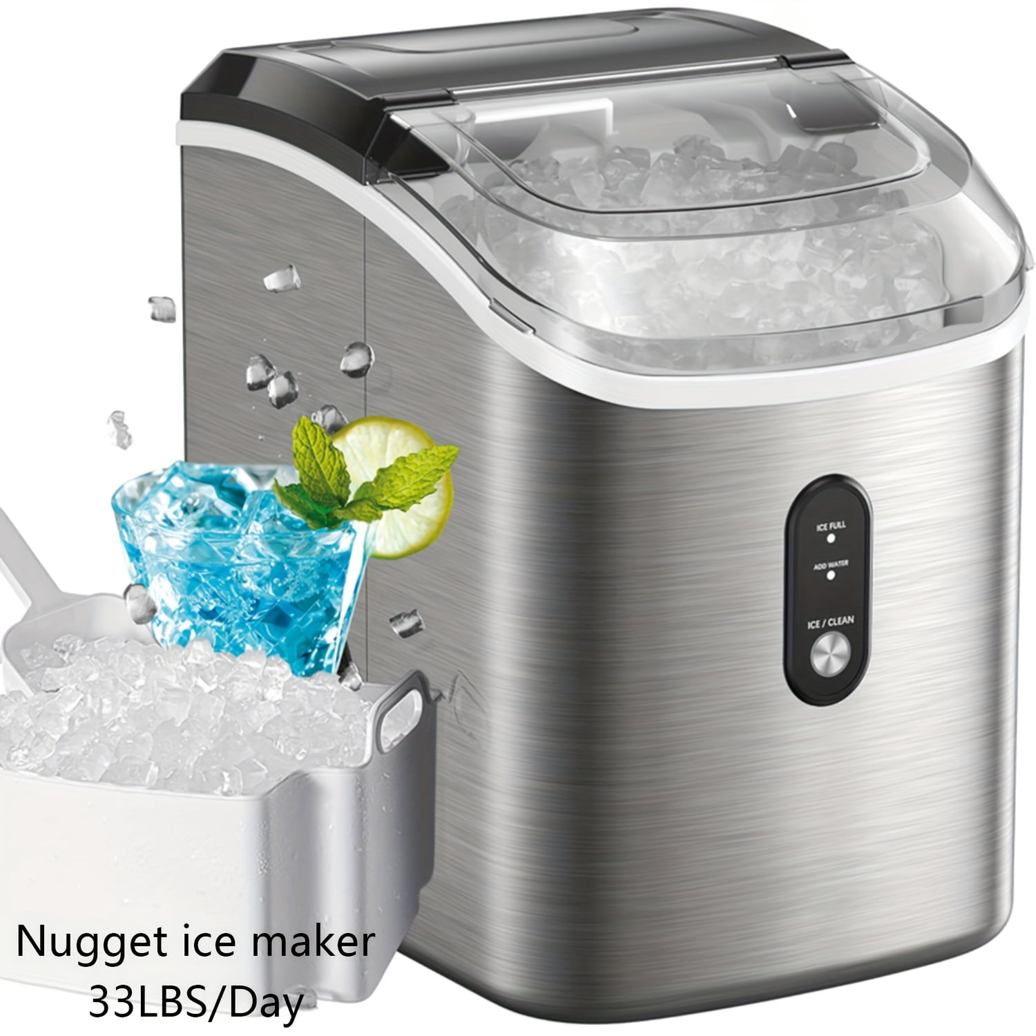 33 LBS Nugget ice maker and 26.5 LBS bullet ice maker, portable soft ...