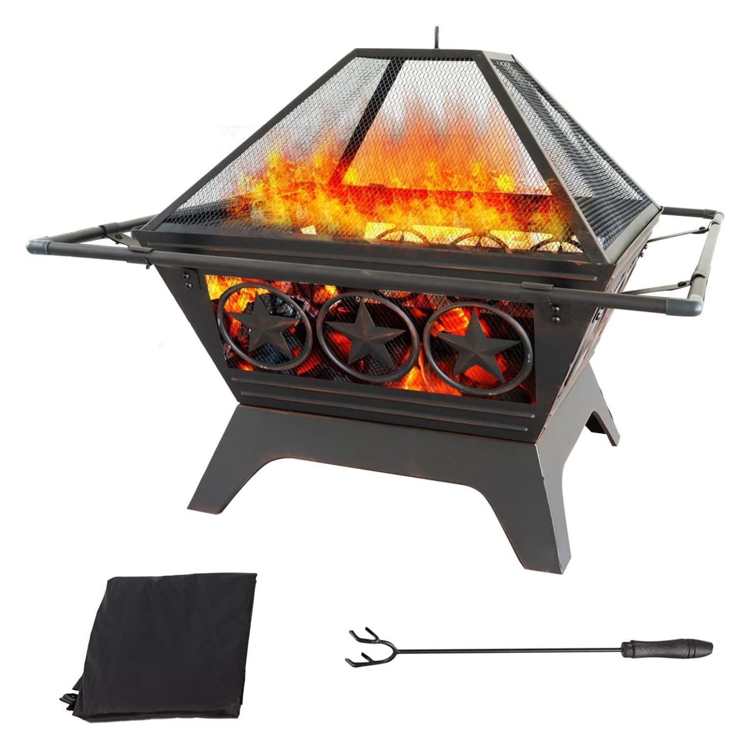 33" Large Wood Burning with Retardant Screen Lid, Waterproof Cover ...