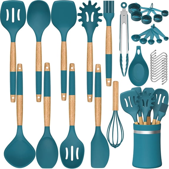 33 PCS Silicone Kitchen Utensils Set, Chef Heat Resistant Cooking ...