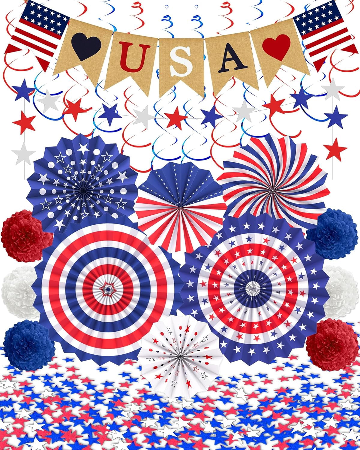 33 Pcs 4th/Fourth of July Memorial Day Decorations, Patriotic ...