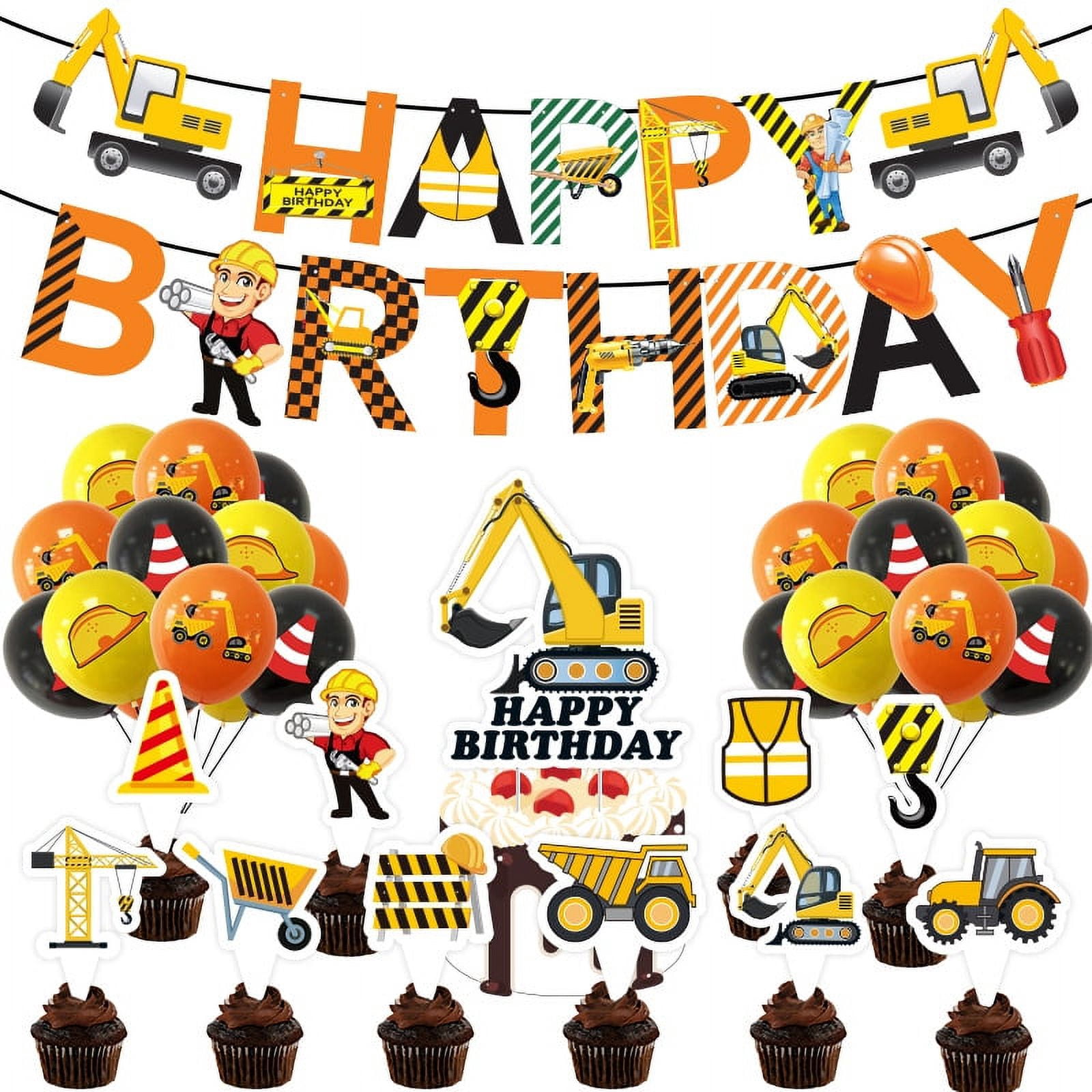 33 Pcs Construction Birthday Party Decorations Supplies, Construction ...