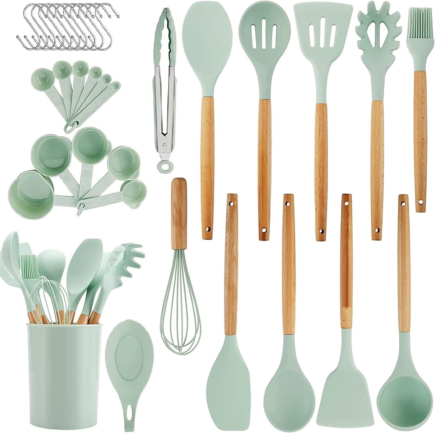 33 Pcs Cooking Utensils Set, Silicone Kitchen Gadgets Utensil Set with ...
