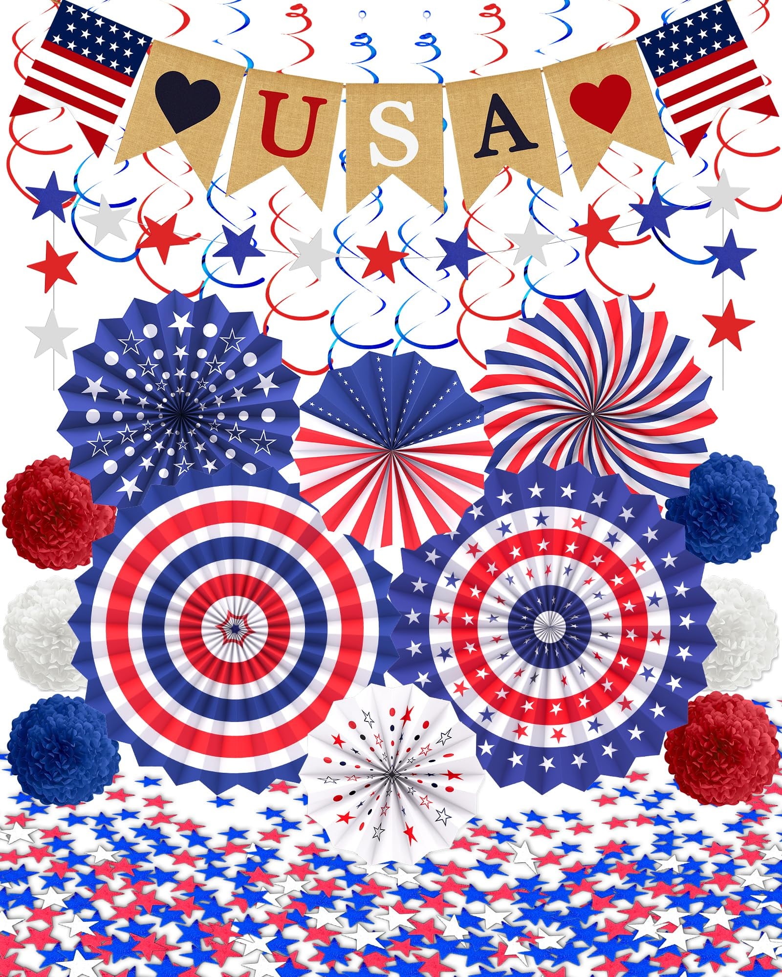 33 Pcs Patriotic Decorations Set for 4th of July Memorial Day Veterans ...