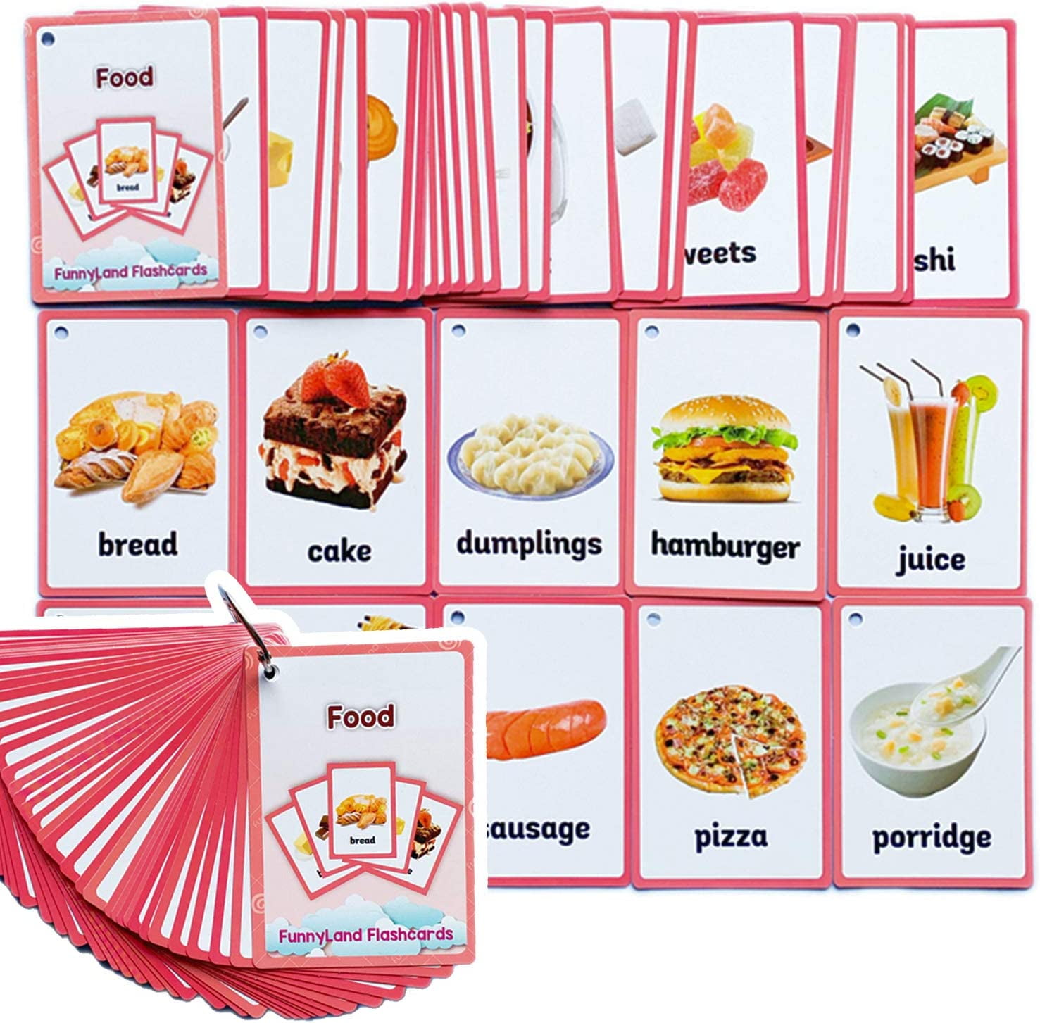 33 Pcs/Set Food Flash Cards | Learning Toys Flashcards for Children Pre ...
