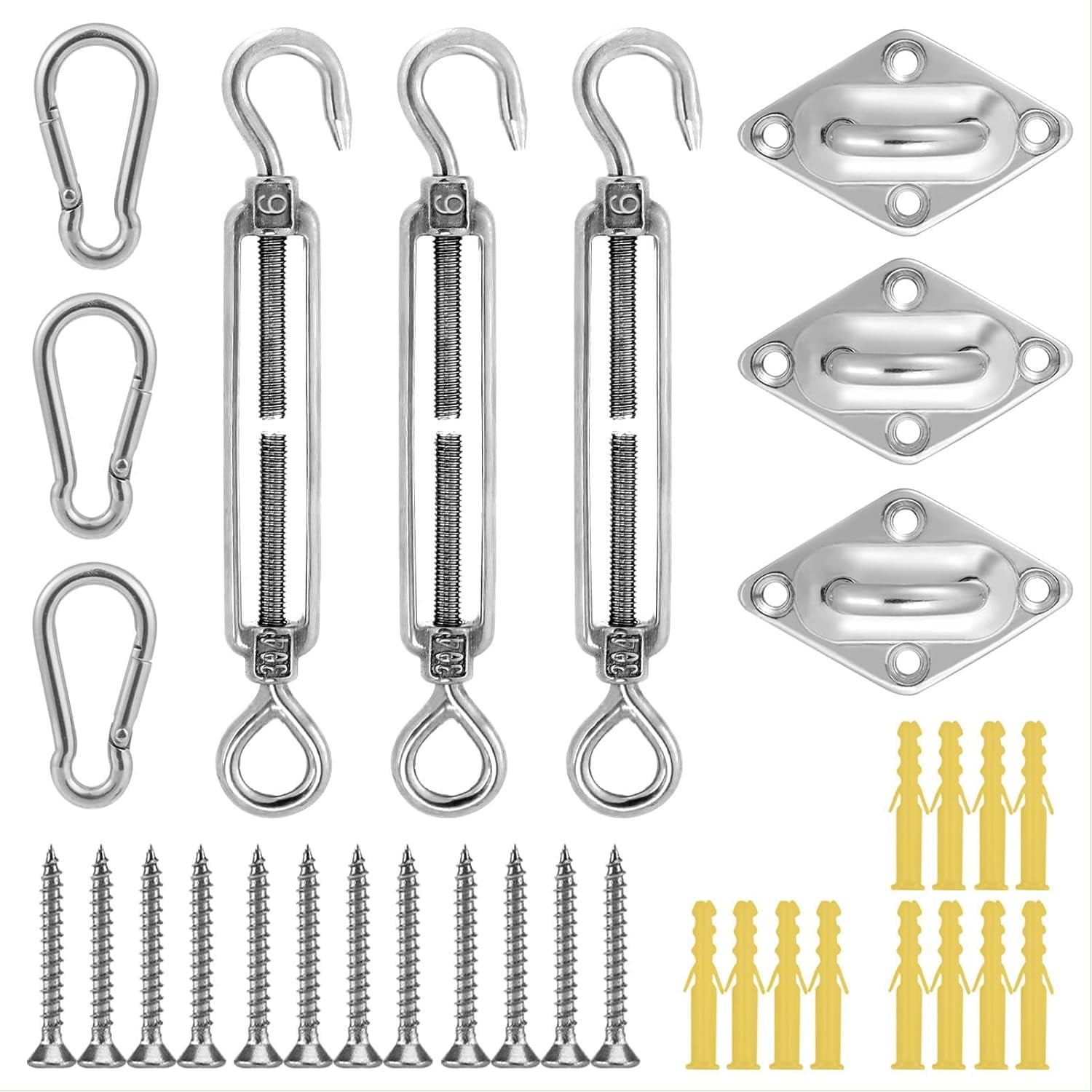 33 Pcs Sun Shade Hardware Kit for Rectangle Triangle Shade Sail ...