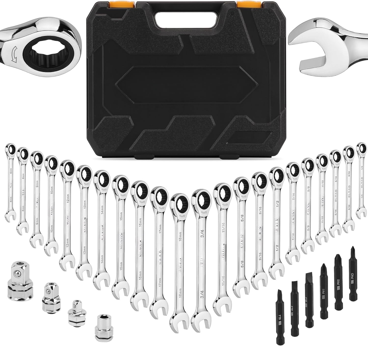 33-Piece Combination Ratchet Wrench Set | CR-V Steel | SAE & Metric ...