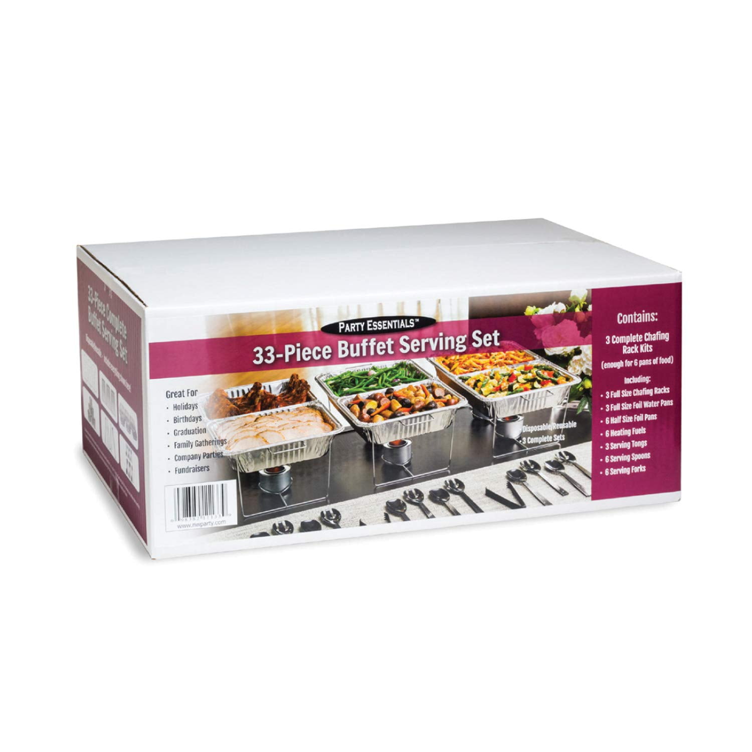 33-Piece Complete Party Serving Kit with Chafing Racks, Water Pans ...